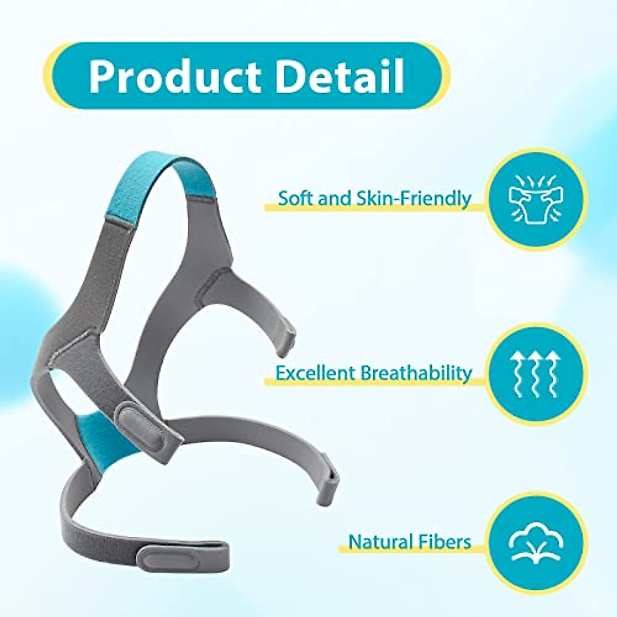 PalpitateC N20 Replacement Headgear Compatible with AirFit N20 for Adjustable Home Mask Headband with Magnetic Headgear Clips (2 Pack)