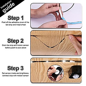 Megulla 3.5m/11.5ft Motion Sensor Gun Safe Lights, Gen3 Rechargeable Battery Motion Activated Black LED Strip with Timer and Dimmer for Dark Corners, Closets, Under Cabinets -Daylight White, 5000K