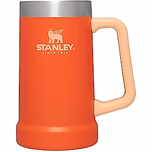 Stanley Adventure Big Grip Beer Stein, 24oz Stainless Steel Beer Mug, Double Wall Vacuum Insulation, Tigerlily