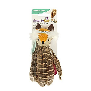 SmartyKat Toss-A-Fox Feather Toss & Chase Cat Toy, Randomly Selected Color - Brown OR White, One Size