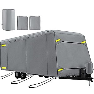 VEVOR RV Cover, 16'-18' Travel Trailer RV Cover, Windproof RV & Trailer Cover, Extra-Thick 4 Layers Durable Camper Cover, Waterproof Ripstop Anti-UV for RV Motorhome with Adhesive Patch & Storage Bag