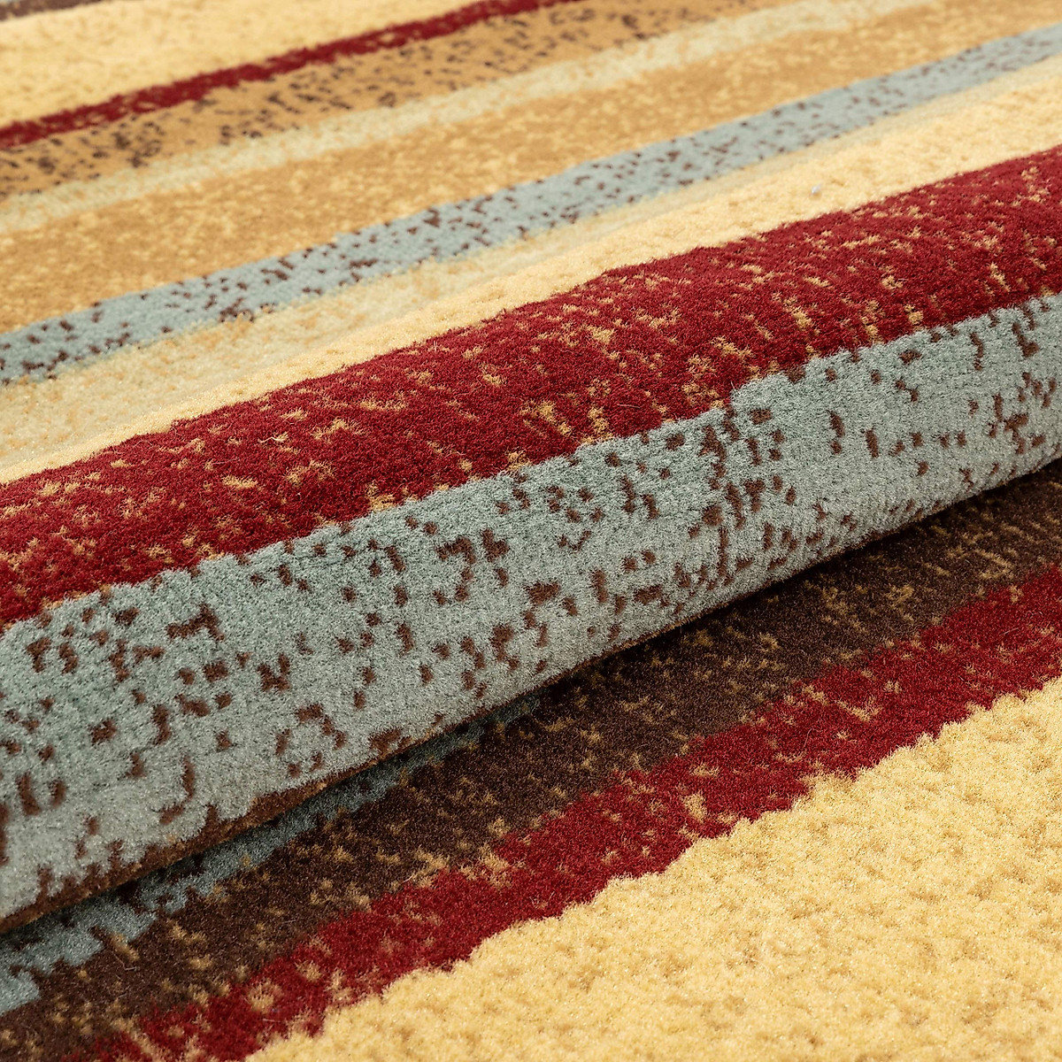 Well Woven Stripes Blue Red 3'3" x 5' Area Rug Carpet