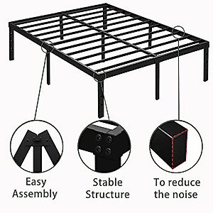 Goltriever King Platform Bed, 18 Inch High Heavy Duty Metal Frame, 4000Lbs Non-Slip Steel Slats Support Bed Frame with Storage, No Box Spring Needed, Easy Assembly, Black