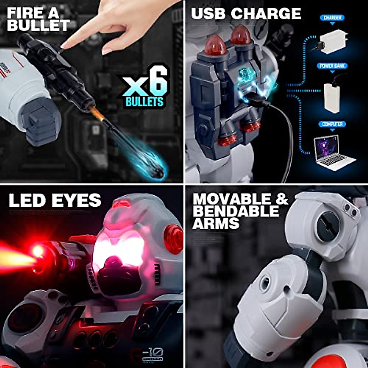 toylefun Robot Toys for Boys Kids 5-7 Year Old Remote Control Robots Gifts for 6-8 Birthday Present Toy Hand Gesture RC Sensing 2022 hot Smart programmable Robotics for 3 4 6 9 10 11 and up