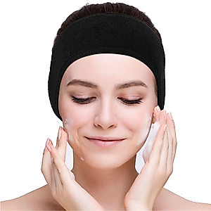 Makeup Remover Face Towels 6pack - 13" x 13" Black Turkish Cotton Washcloths with Makeup Headband - Super Soft Makeup Remover Cloths Perfect Holiday Gift