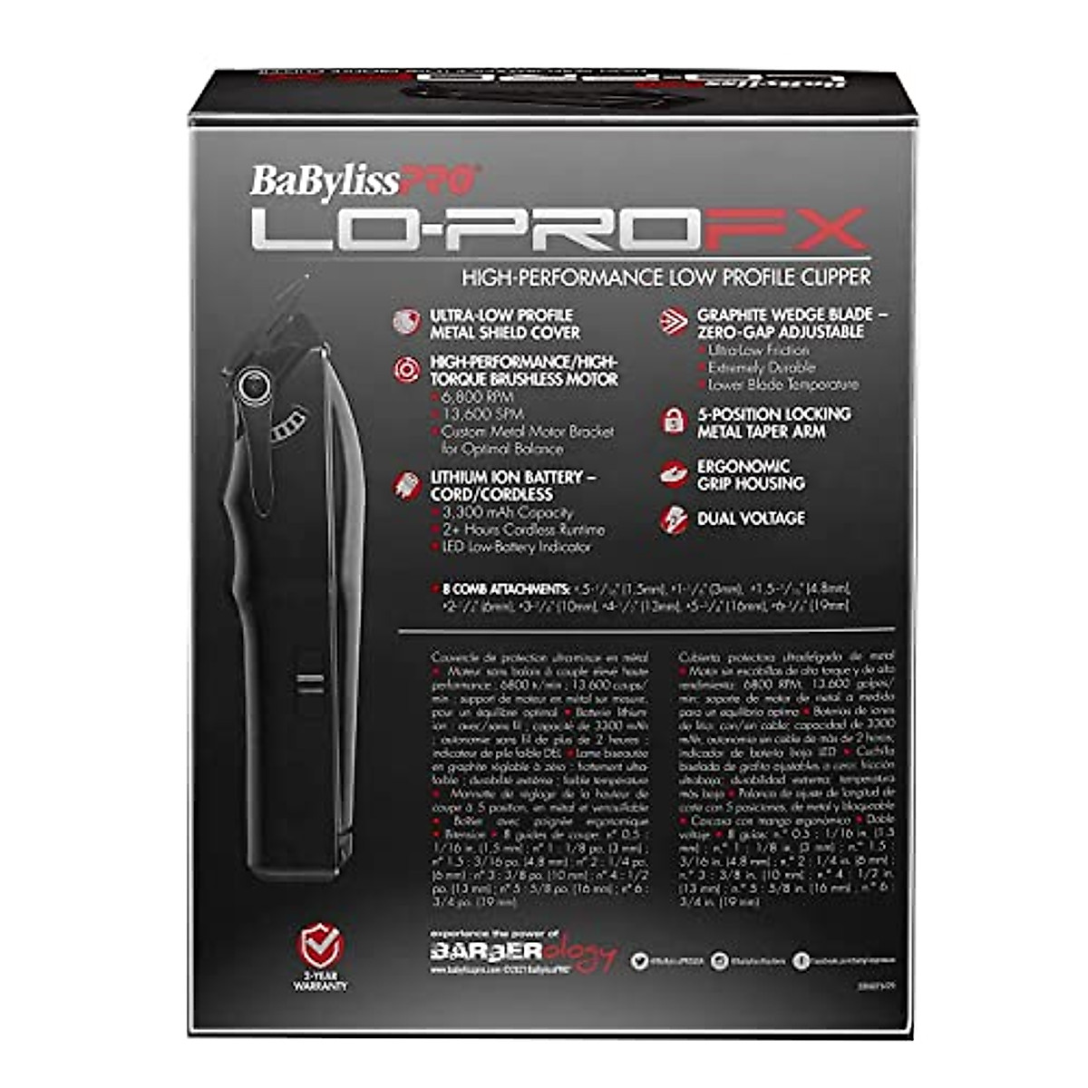 BaBylissPRO Lo-ProFX High-Performance Low Profile Clipper, 1 ct.