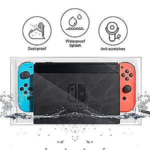MANWU Clear Protective Case Dust Display Box Cover for New Nintendo Switch Model (only Cover),Acrylic Clear casing Compatible with Switch OLED