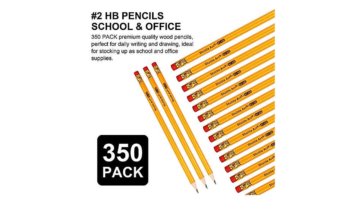 Shuttle Art #2 HB Pencils, 350 Pack - Sharpened Bulk Yellow Pencils