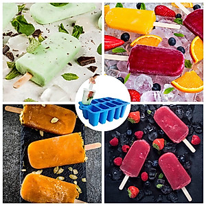 Midnadiy Silicone Popsicle Molds with Sticks, Easy Release Popsicle Maker Mold Set, BPA Free Ice Pop Mold, 10-Cavity Homemade Ice Cream Mold for Kids, Toddlers, Adults