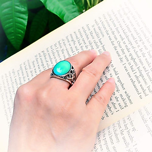FUN JEWELS Classic Multi Color Change Oval Crystal Stone Emotion Feeling Statement Mood Ring For Women Men Size 6-10