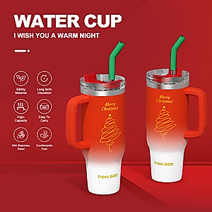 FOHGEE Christmas Style 30oz Stainless Steel Tumbler with Handle - Keep Drinks Cold & Hot All Season! (Red Tree)