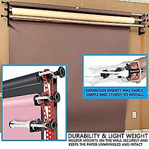 Photography Backdrop Wall Mount Roller System 4 Support Rollers, Manual Photo Background Ceiling Holder, Including 2 Four-fold Hooks, 8 Expand Bars, 4 Chains, for Home Studio Live Shooting