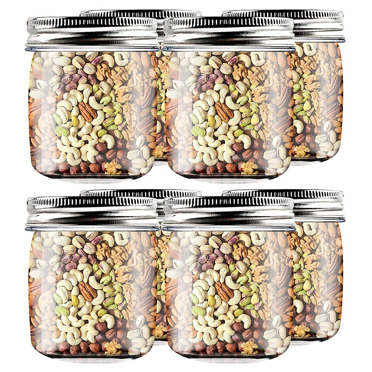 novelinks 8 Ounce Clear Plastic Jars Containers With Screw On Lids - Refillable Round Empty Plastic Slime Storage Containers for Kitchen & Household Storage - BPA Free (32 Pack)