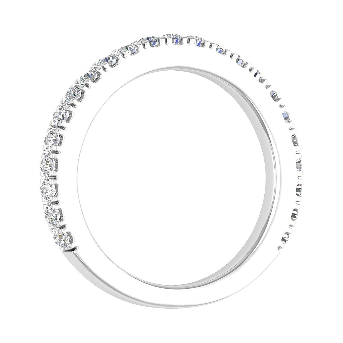 1/2 Carat Round Diamond Wedding Band Ring in 14K White Gold (Ring Size 7.5)