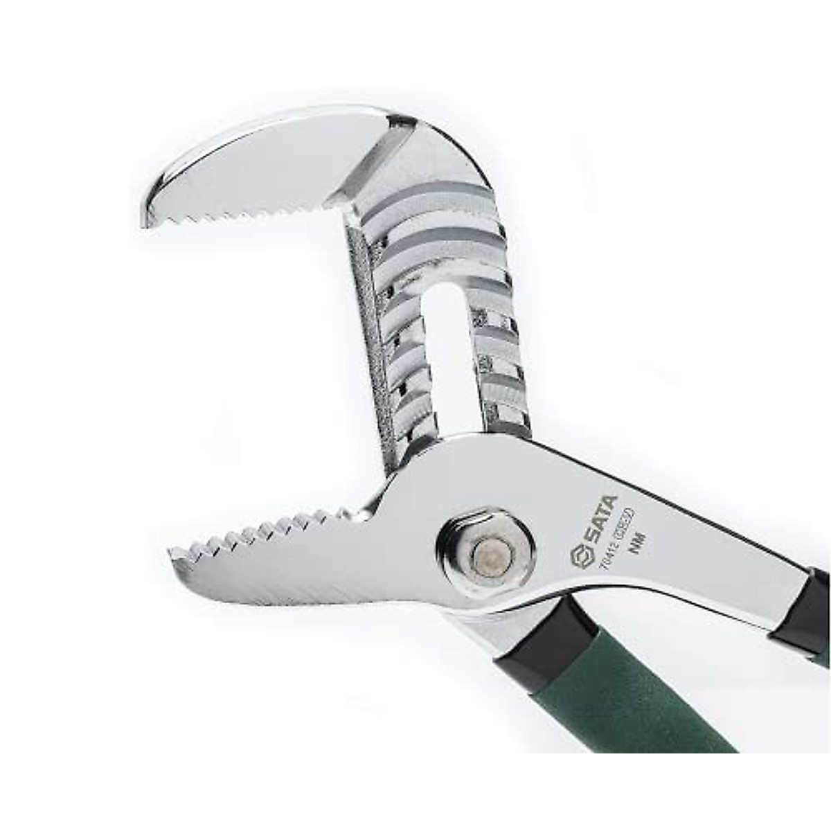 SATA 10-Inch Tongue-and-Groove Pliers, Straight Jaw Design, with Chrome Vanadium Steel Construction and Green Dipped Handles - ST70412ST