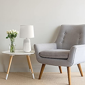 Simple Designs ‎LT1119-OFF Pleated English Ceramic Base Bedside Table Lamp, Off White