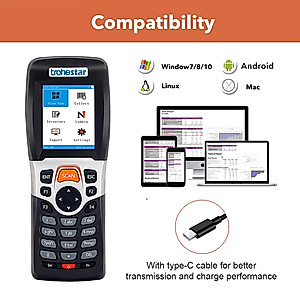 Wireless Barcode Scanner - Handheld Inventory Scanner Data Collector with 2.4GHz RF Transceiver for Warehouse & Bookstore Management (N4-2D-Blue)