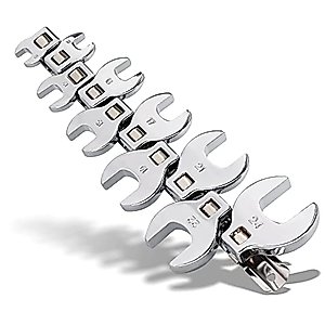 Crows Foot Wrench Set (Metric) Easily Access Hard-To-Reach Areas, Ideal for Tight Spaces, Great for Automotive Repair Work - Includes Sizes: From 10MM to 24MM - 10-Piece Kit With Clip-on Organizer