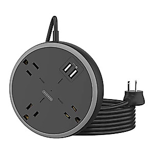 Extension Cord 10 ft, NTONPOWER 3 Widely Spaced Outlets Power Strip with USB Port, Wall Mountable, Flat Plug Extension Cord with USB, Overload Protection for Home, Office, Travel, Dorm Essentials