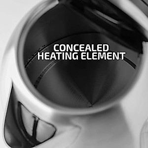 Ovente Portable Electric Hot Water Kettle 1.7 Liter Stainless Steel 1100 Watt Power Fast Heating Element Countertop Tea Maker Boiler Heater with Automatic Shut-Off & Boil Dry Protection Silver KS960S