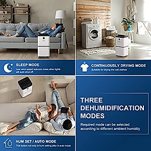 Lienuis 25 Pints Dehumidifiers for Home and Basements, Large Room, Bedroom, Bathroom, 2000 Sq. Ft. Dehumidifier with Drain Hose and Water Tank, Auto or Manual Drainage, 12H Timer, Auto Defrost, Child Lock