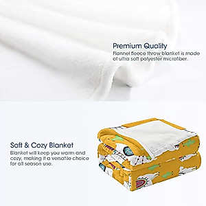 Fleece Throw Blanket for Couch, Patterned Warm Comfy Flannel Throw Blanket Fuzzy Ultra-Soft Cozy Microfiber Plush Blanket 330GSM for Sofa Bed Office All Season Use (40" x 50", Llama)