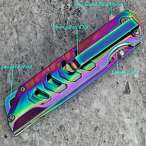 Falcon KS4621 8.5" Multicolor Folding Pocket Knives with 2.5" in Clip Point Blade for Outdoor,Tactical, Survival and EDC