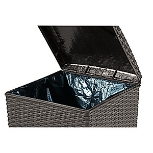 Keter Pacific 33 Gallon Resin Rattan Large Outdoor Trash Can with Lid – Perfect for Backyard Hosting, Patio and Kitchen Use, Brown