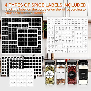 AuroTrends Empty Spice Jars with Labels 4oz 48Pack, 4 oz Seasoning Containers with Preprinted Spice Labels/Funnel/Marker for Pantry Organizers and Storage (4fl.oz, 48Pack)