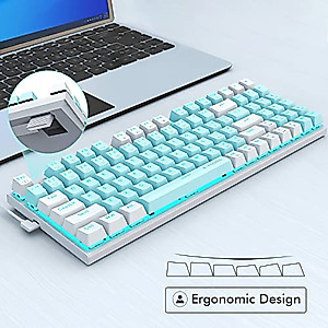 E-YOOSO Mechanical Keyboard, Wired Compact Computer Keyboard, Backlit Gaming Keyboard 94 Keys with Arrow Keys & Numpad for PC/Mac Gamer, Typist, Linear Red Switch