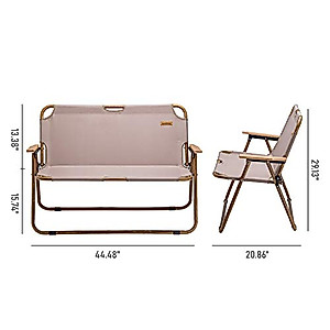Naturehike 2 Person Folding Camping Chair, Portable Camping Loveseat with Solid Wood Armrest, Double Lawn Chairs for Outdoor Patio Beach Picnic, Supports 350lbs