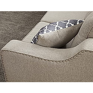 Legend Furniture Living-Room Sofa-Chaise Modular L-Shaped Flexible Combination Fabric Nailhead Trim Corner Sectional, 106" Wide, Grey