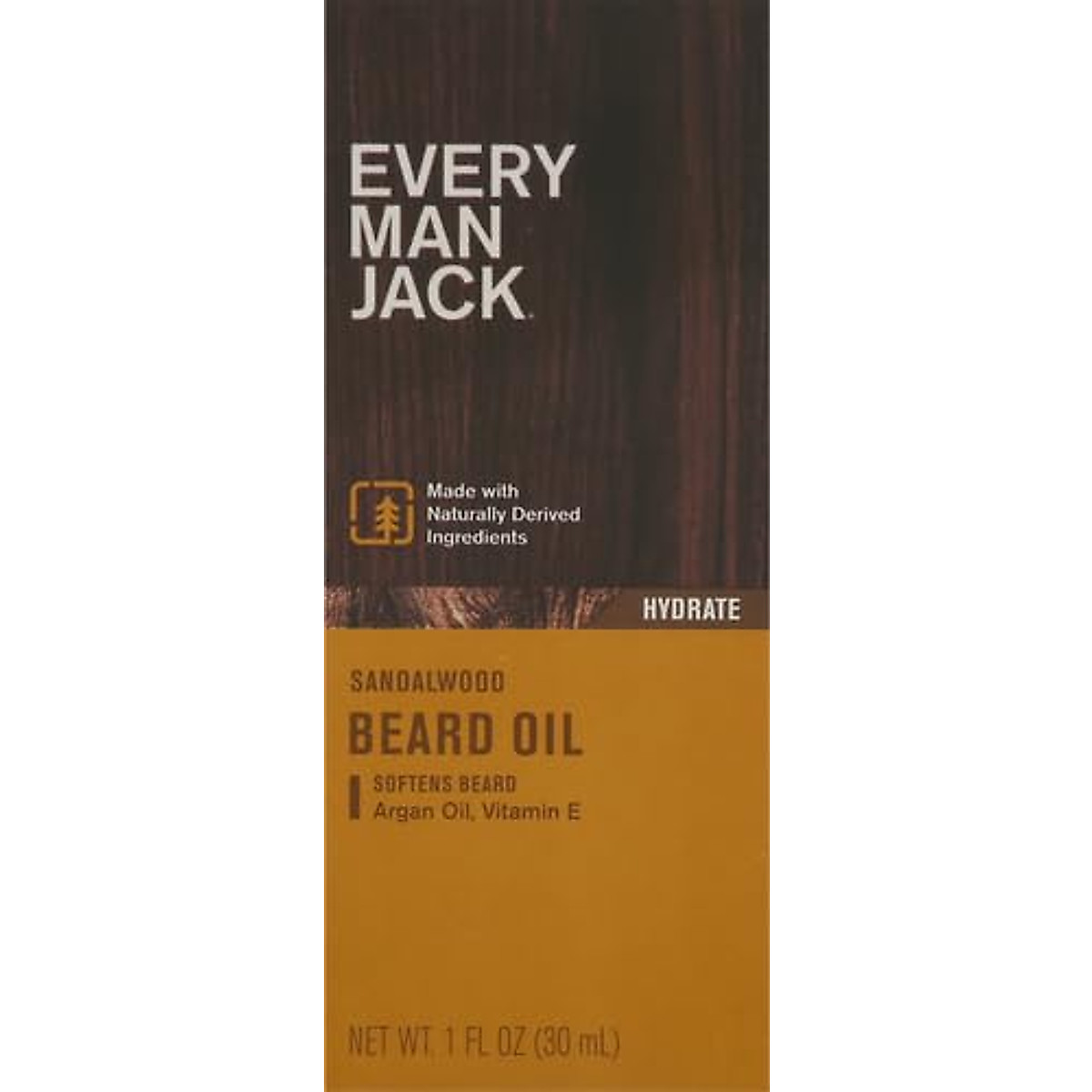 Every Man Jack Sandalwood Scent Hydrating Beard Oil, Paraben Free, Natural, 1.0 Fluid Ounce (Pack of 1)