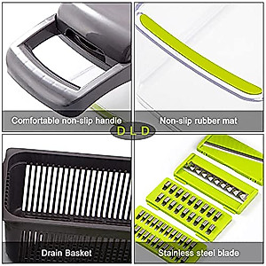 DLD 11 in 1 multi-function vegetable and fruit chopper kitchen multi-function diced vegetable artifact potato shredded grater grater household potato chip sliced grater Gray