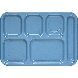 Carlisle FoodService Products Right-Hand Heavyweight 6-Compartment Melamine Tray 10" x 14" - Sandshade