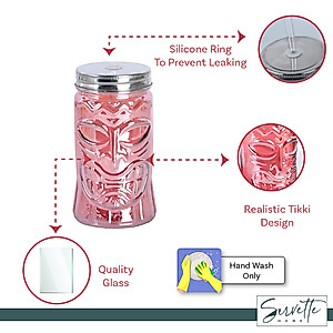 Hawaiian Beach Theme and Tropical Luau Party Glass Toucan Bird and Tiki Pole Mason Jar Cups Set of 3