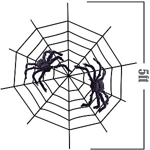 4 feet Black Spiderweb Spider Webs Halloween Decorations Large 5ft end-to-end Halloween Black Spider Web Plush Spiderweb Decor Spiders Halloween Decorations