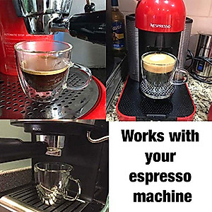 Espresso cups 5 oz - Glass Espresso cups - Set of 4 - Double Wall Espresso Cups, Espresso cup with Handle, Gift Box Set, Premium Expresso coffee cups sets - Stone & Mill AM-04 espresso shot glasses