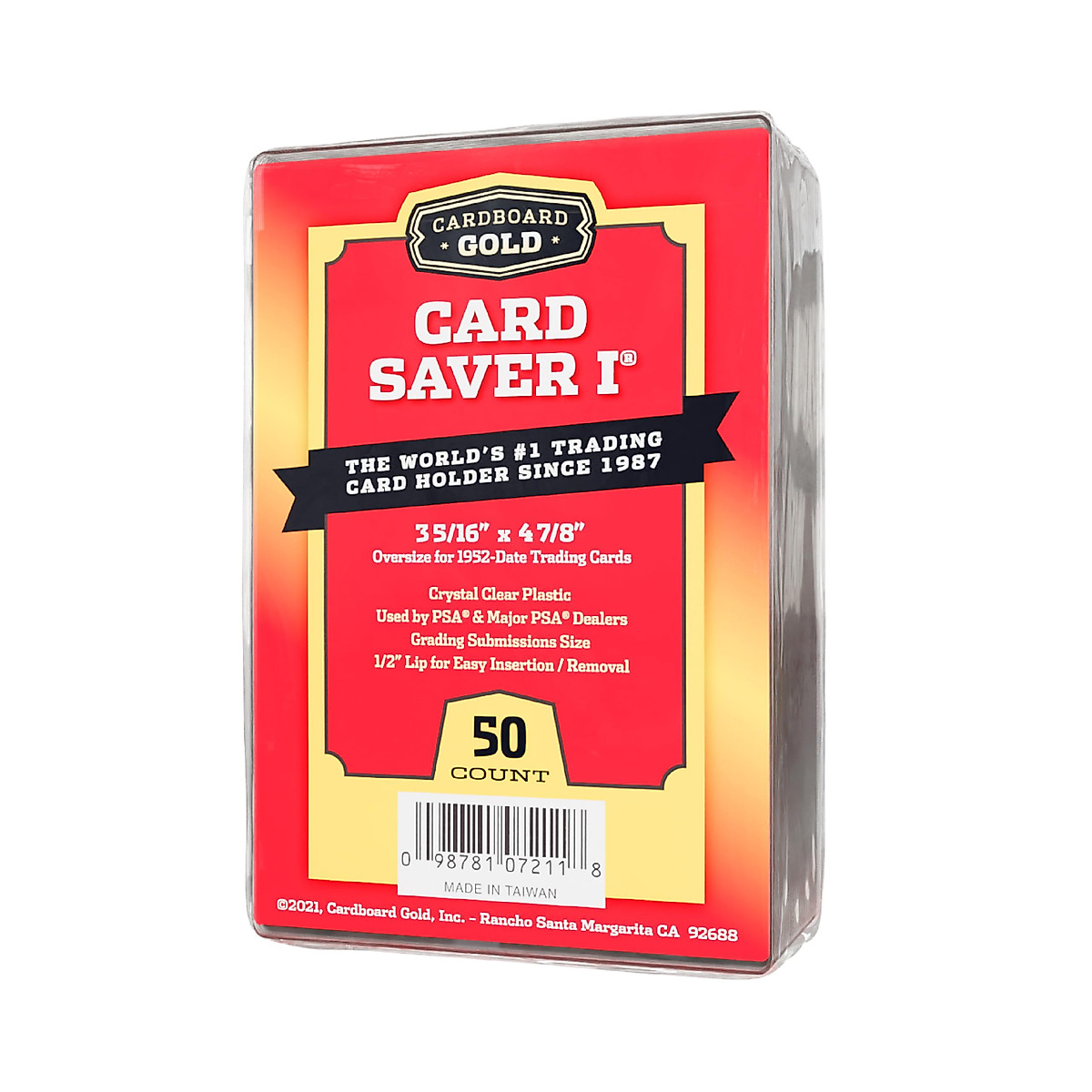 Cardboard Gold Card Saver 1 - 50 Count - Semi Rigid Card Holder, Trading Card Protectors - PSA-Approved Cardsaver for Baseball, Trading, Sports Cards - Card Sleeves, Binder, & Storage Box Compatible