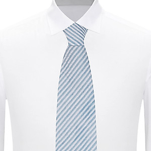 Jacob Alexander Men's Seersucker Striped Pattern Regular Length Neck Tie - Baby Blue