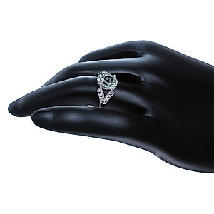 VIR JEWELS 1.20 cttw Green Amethyst Ring .925 Sterling Silver with Rhodium Oval 8x6 MM Size 9