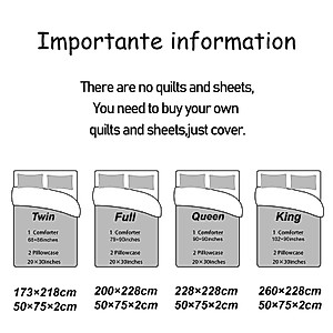 ZILOOK Duvet Cover Set, 3D Quilt Cover Bedding Set with Pillowcases,Soft Microfiber for Adults Teenager Kids 3 Pieces