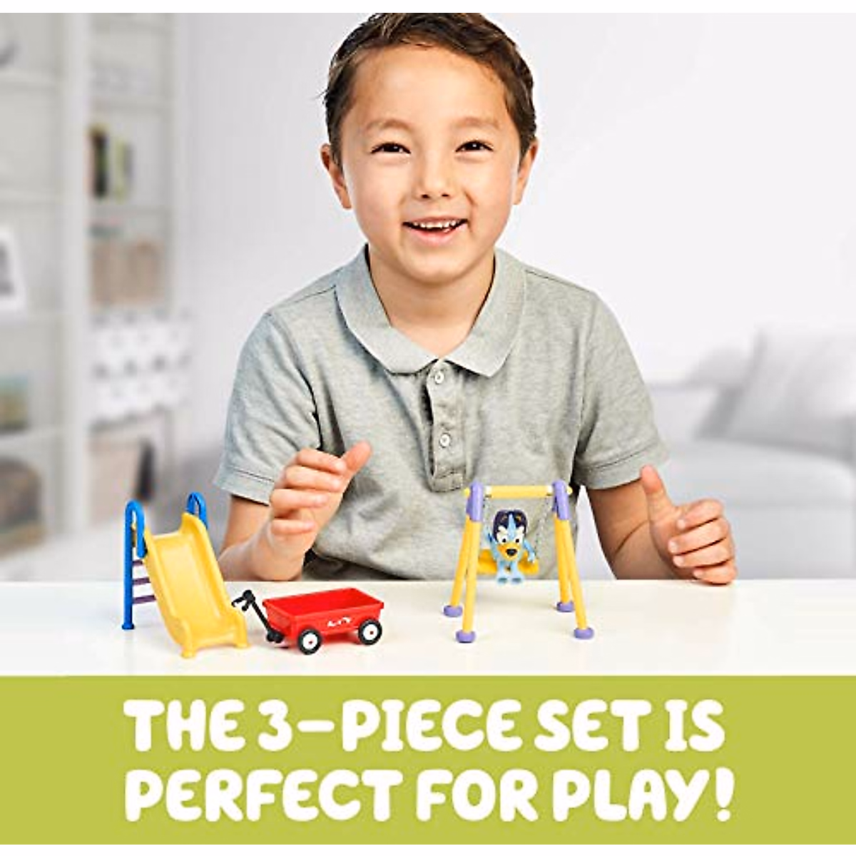 Bluey Park Playset 2.5" Figure, Wagon, Swing Set, and Slide