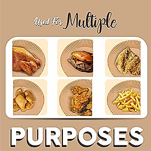 Zupci Air Fryer Liners Round - 100 Pcs 7.9 Inch Disposable Paper Dryer Liners for 4 to 6 Qt Basket - Paper Liner for Air Fryer Basket- Non-stick Oil Air Fryer Liner Round- Water Proof Parchment Paper