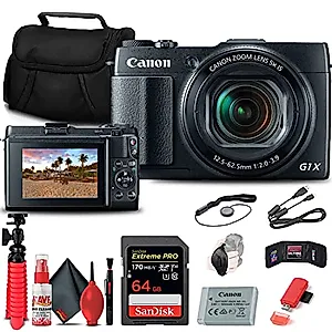 Canon PowerShot G1 X Mark II Digital Camera (9167B001), 64GB Memory Card, Card Reader, HDMI Cable, Case, Flex Tripod, Hand Strap, Cap Keeper, Memory Wallet, Cleaning Kit (Renewed)