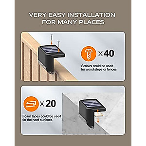 KIALUSH Deck Lights Solar Powered, 20 Pack Solar Deck Lights Outdoor Waterproof Led， Step Lights Solar Powered Used Outside, Solar Lights for Deck, Stairs, Patio Fence, Garden, Tiny Led Step Lights