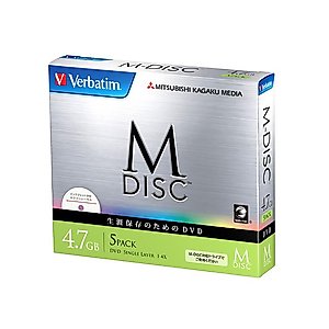1000 Years Archival Verbatim M-Disc DVD-R Inkjet Printable | 4.7GB 4x Speed | 5 Pack Jewel Case