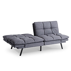 Hcore Futon Bed, Mid-Century Modern Memory Foam Loveseat Sofas, French Grey