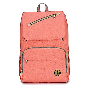 Qimiaobaby Diaper Bag Backpack, Multifunctional Large-Capacity Diaper Storage Bag (Pink)