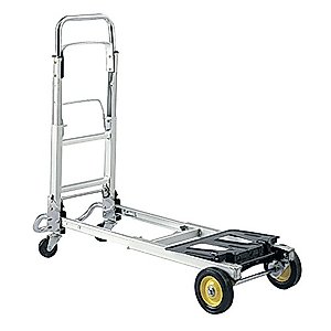 Safco Products Hide-Away Convertible Hand Truck, Dual Function, 400 lbs. Total Capacity, Aluminum Frame